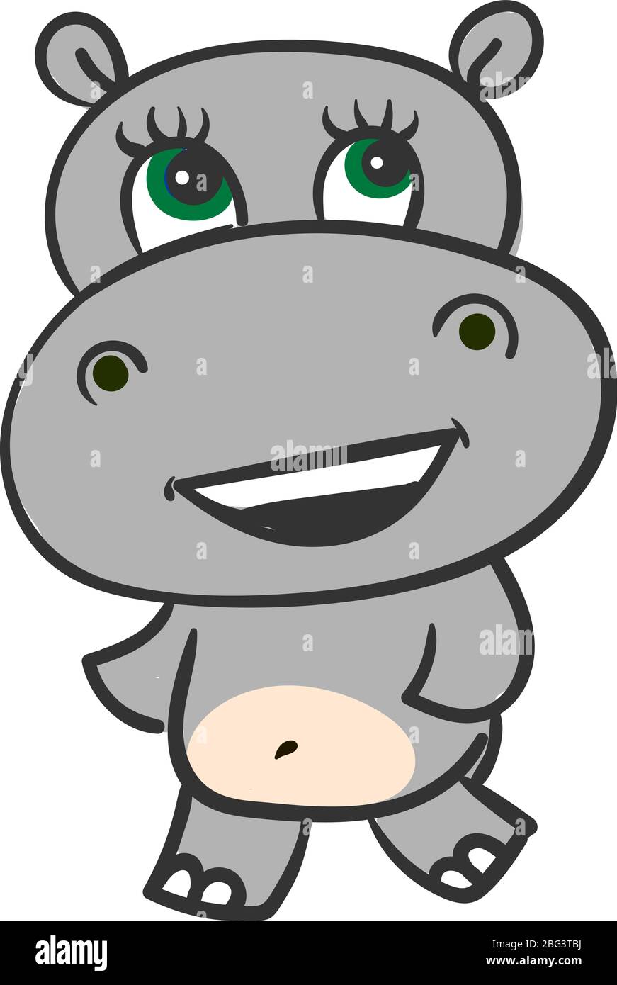 Hippo with big smile, illustration, vector on white background Stock ...