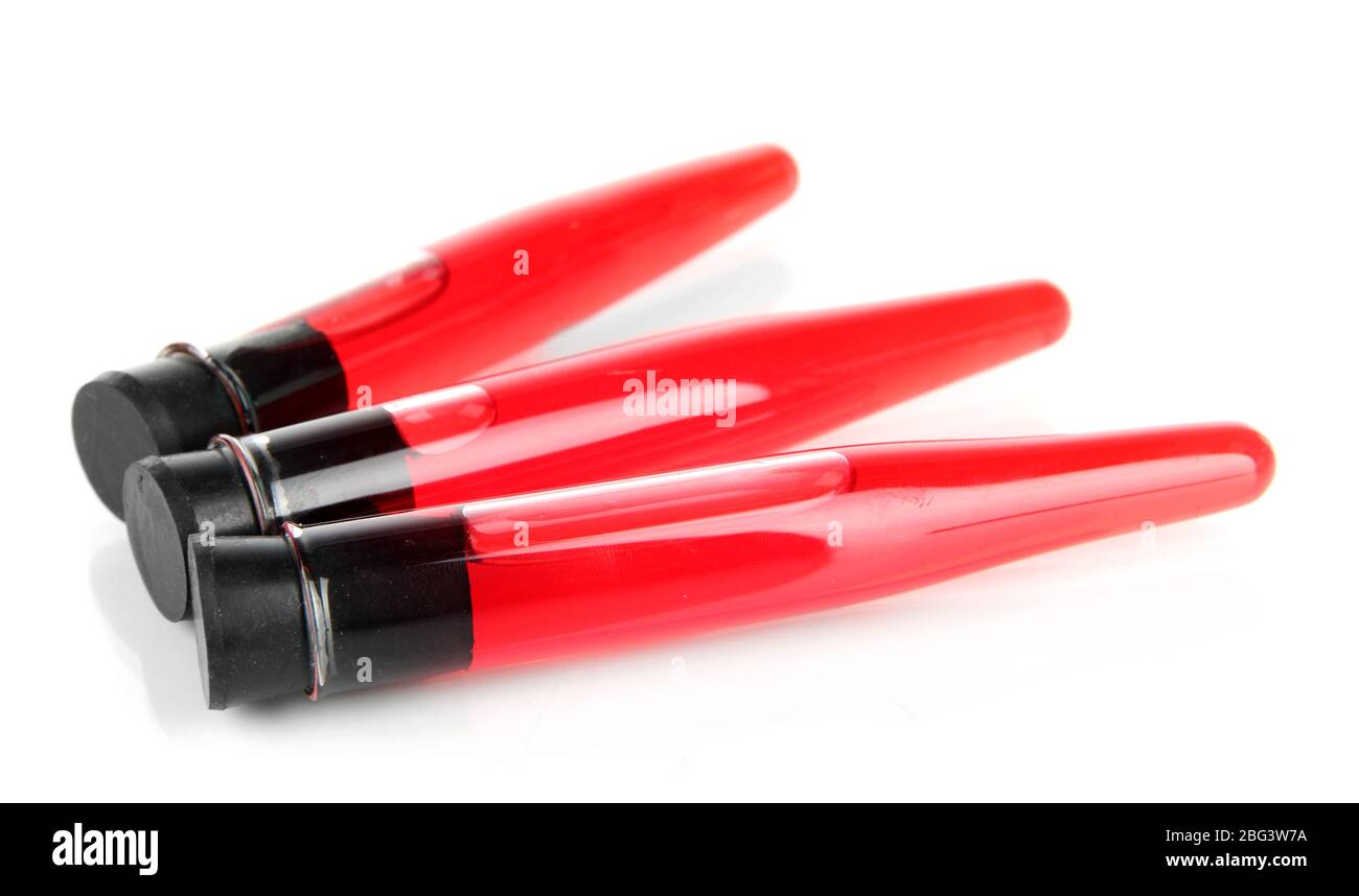 Test tubes in laboratory isolated on white Stock Photo - Alamy