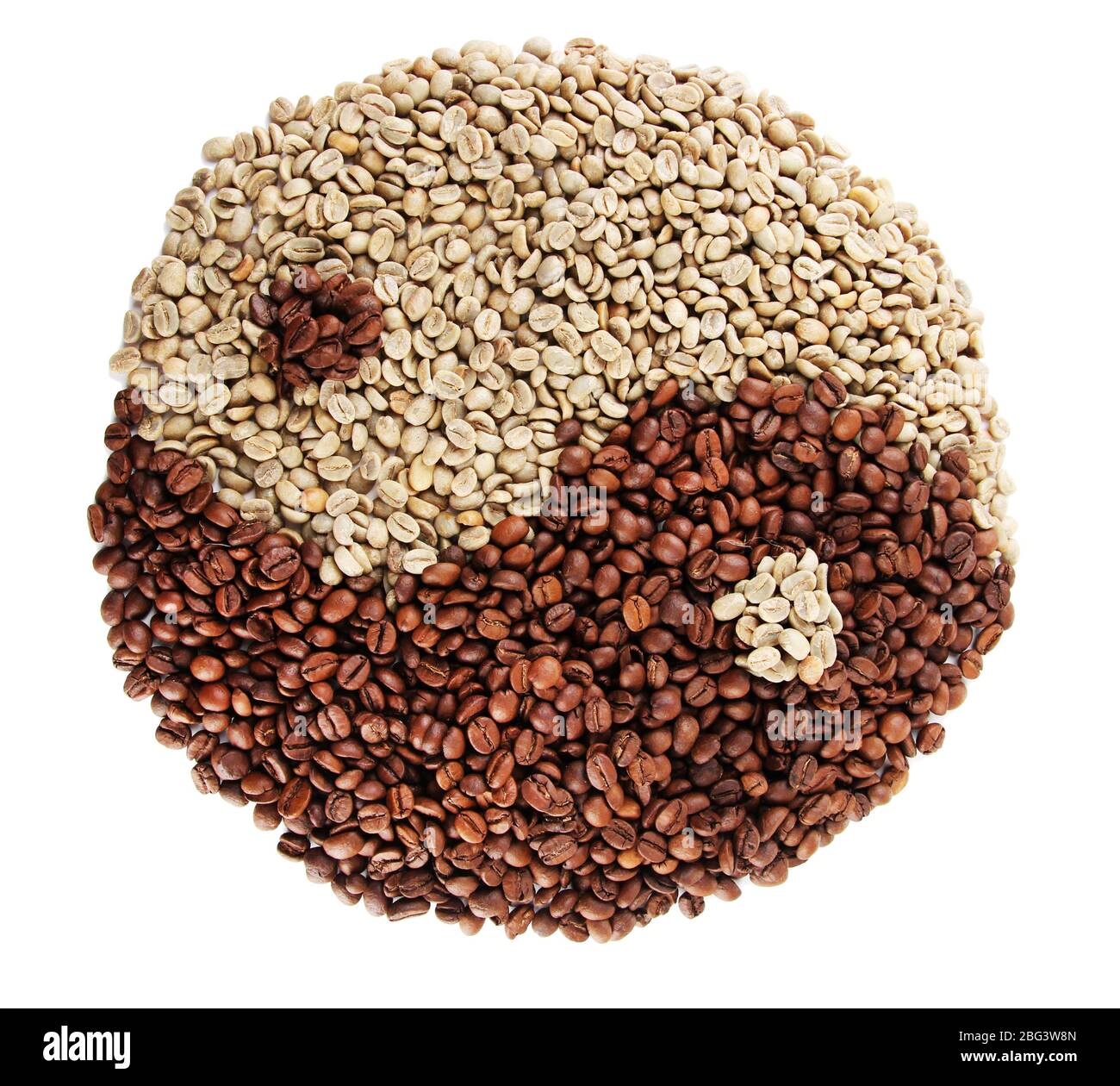 Green and brown coffee beans (yin yang) isolated on white Stock Photo ...