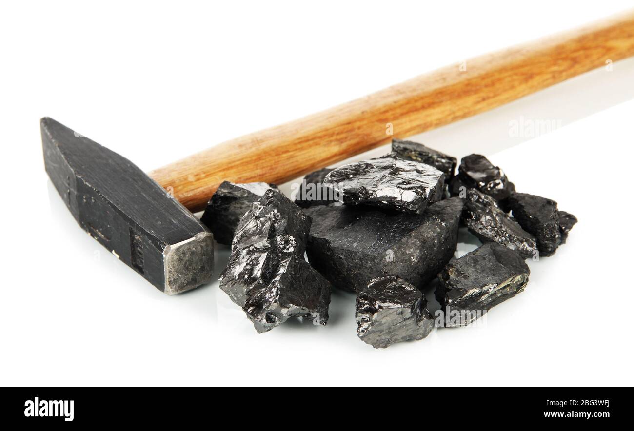 Coal with hummer isolated on white Stock Photo - Alamy