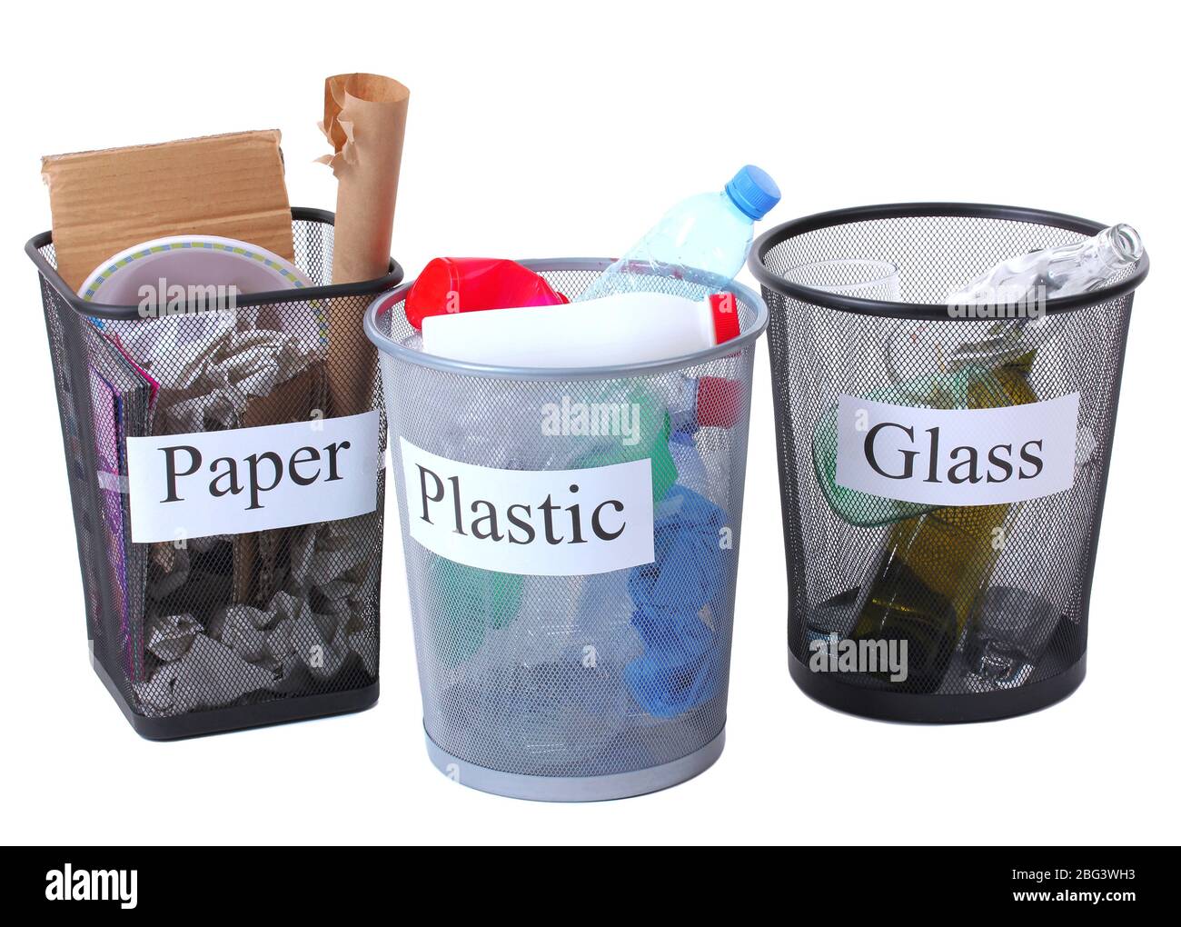 Three buckets of assorted debris isolated on white Stock Photo - Alamy