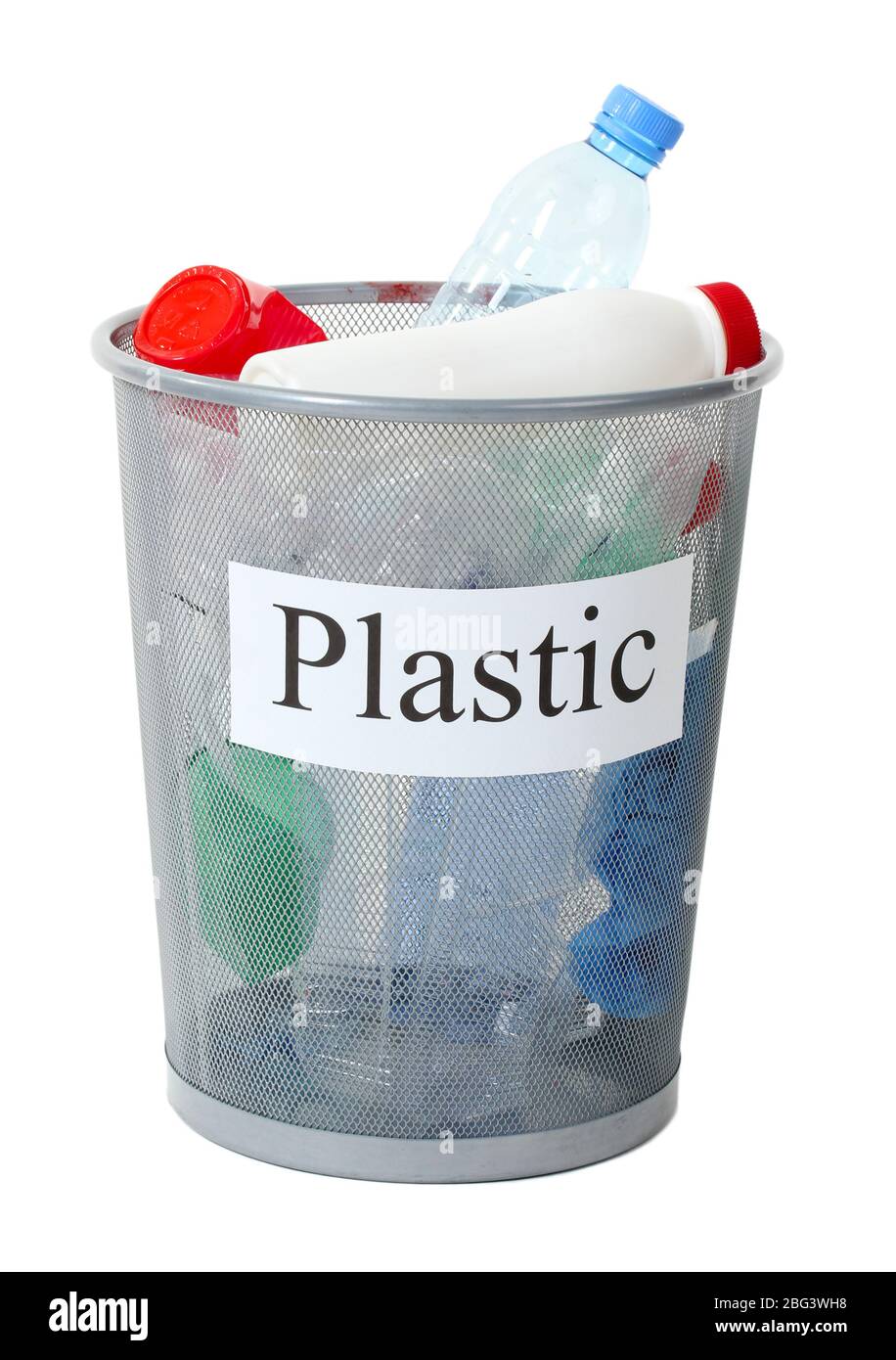 Assorted trash in bucket isolated on white Stock Photo - Alamy