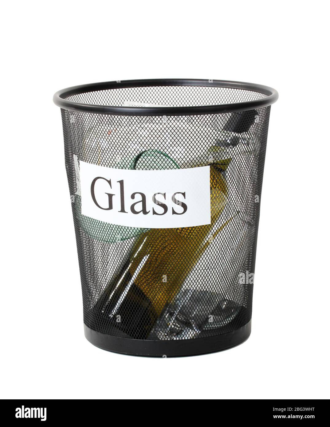 Assorted trash in bucket isolated on white Stock Photo - Alamy