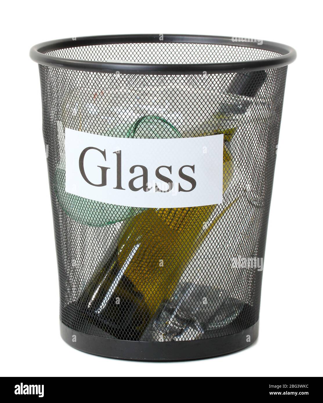 Assorted trash in bucket isolated on white Stock Photo - Alamy