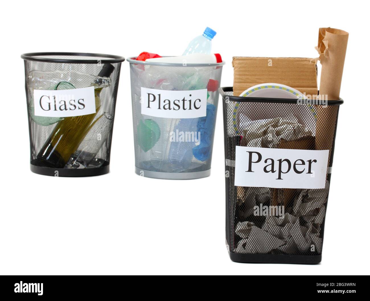 Three buckets of assorted debris isolated on white Stock Photo - Alamy