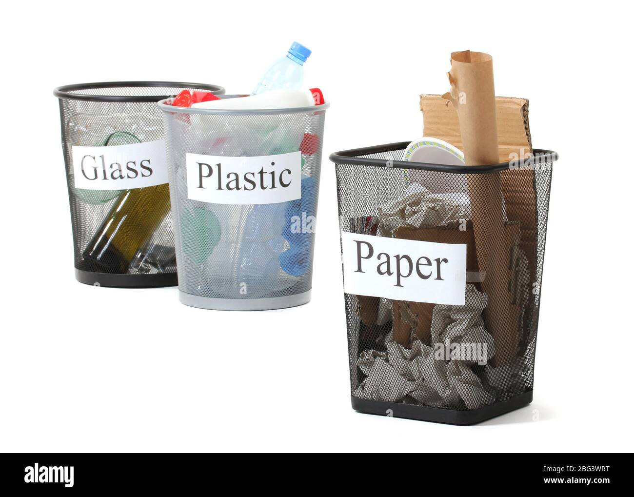 Three buckets of assorted debris isolated on white Stock Photo - Alamy