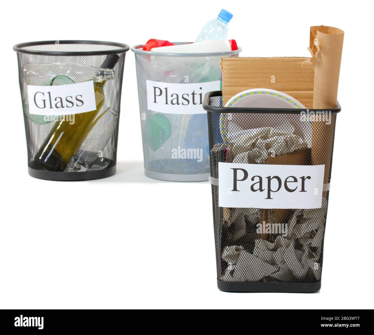 Three buckets of assorted debris isolated on white Stock Photo - Alamy