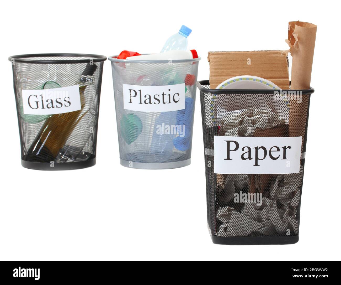 Three buckets of assorted debris isolated on white Stock Photo - Alamy