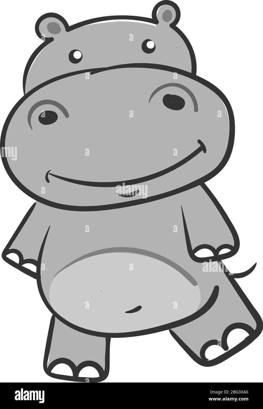 Happy hippo, illustration, vector on white background Stock Vector ...