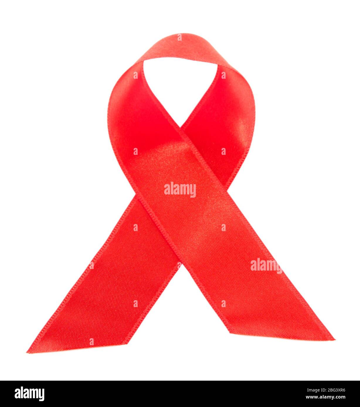 Red ribbon HIV, AIDS isolated on white Stock Photo - Alamy