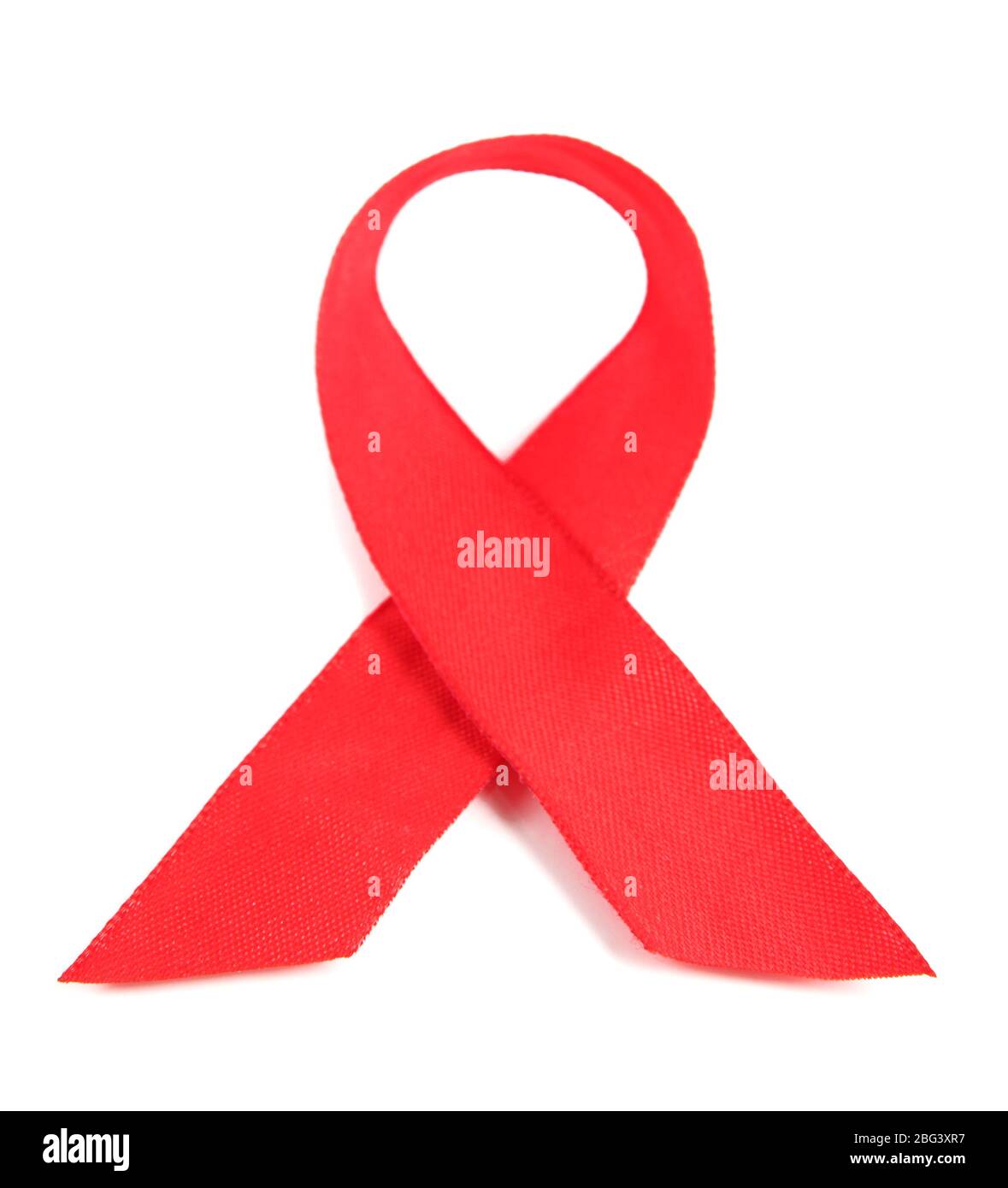 Red ribbon HIV, AIDS isolated on white Stock Photo - Alamy