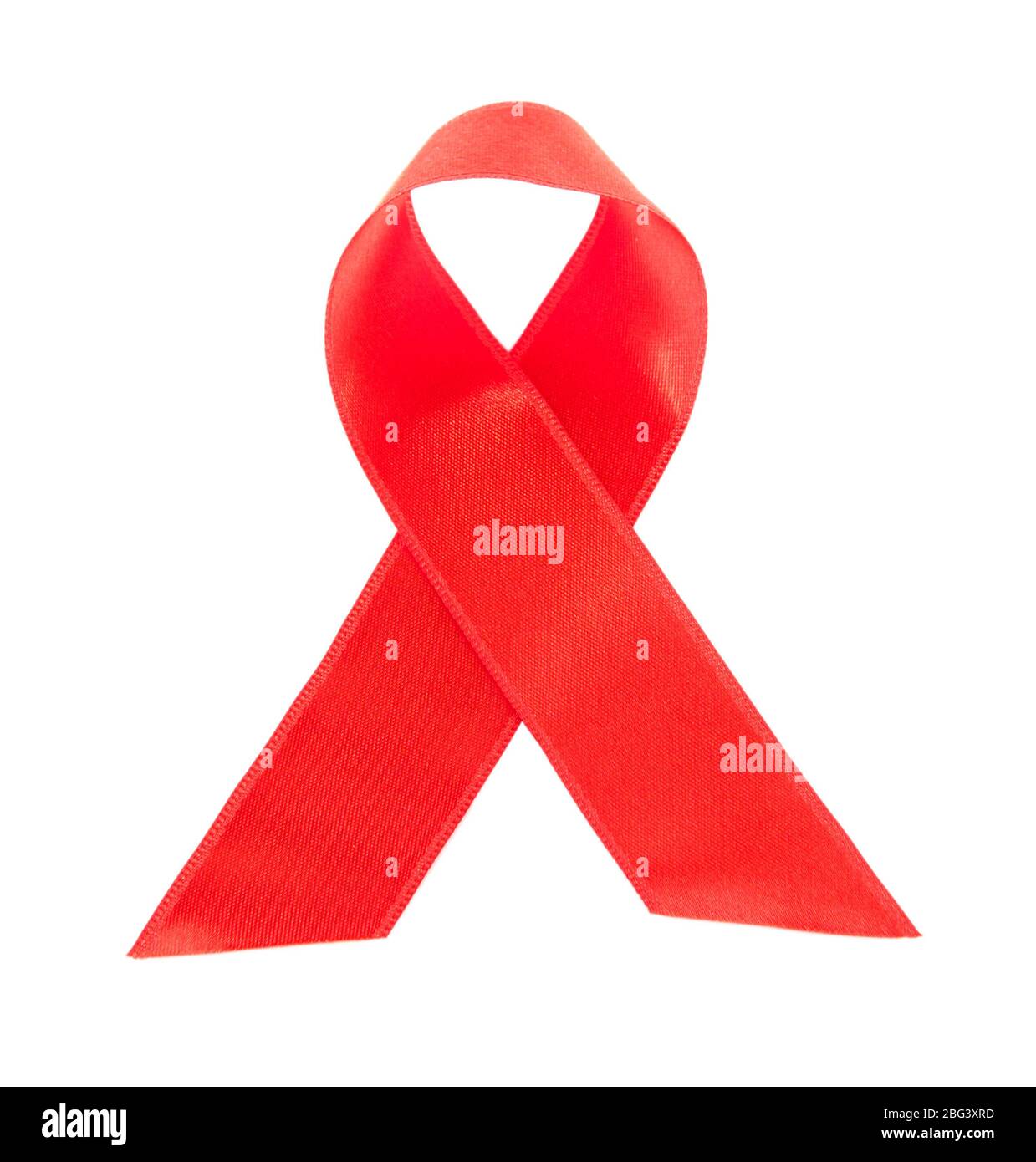 Red ribbon HIV, AIDS isolated on white Stock Photo - Alamy