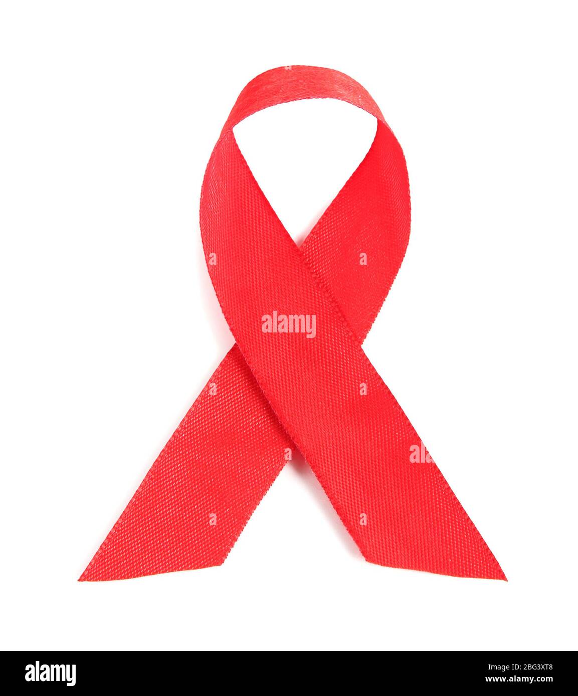 Red ribbon HIV, AIDS isolated on white Stock Photo - Alamy