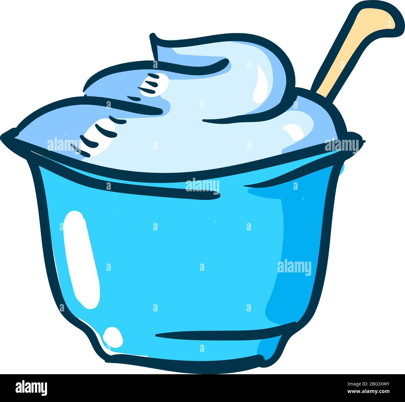 Sour cream in bowl, illustration, vector on white background Stock ...