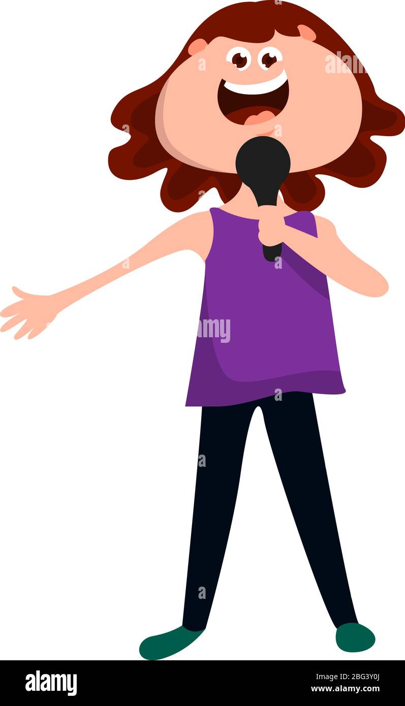 Singer sing on mic, illustration, vector on white background Stock ...