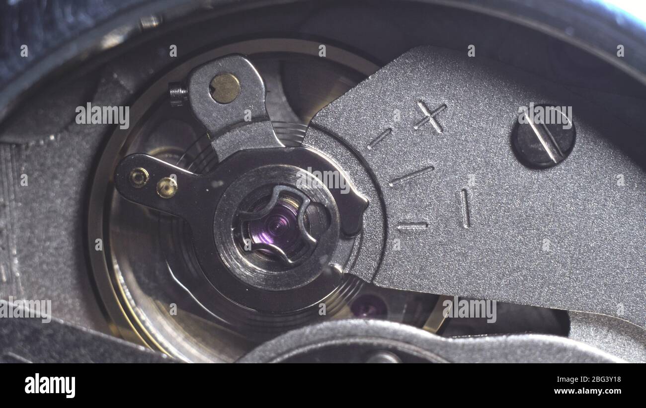 Watch mechanism macro loop. Old vintage clock mechanism working ...