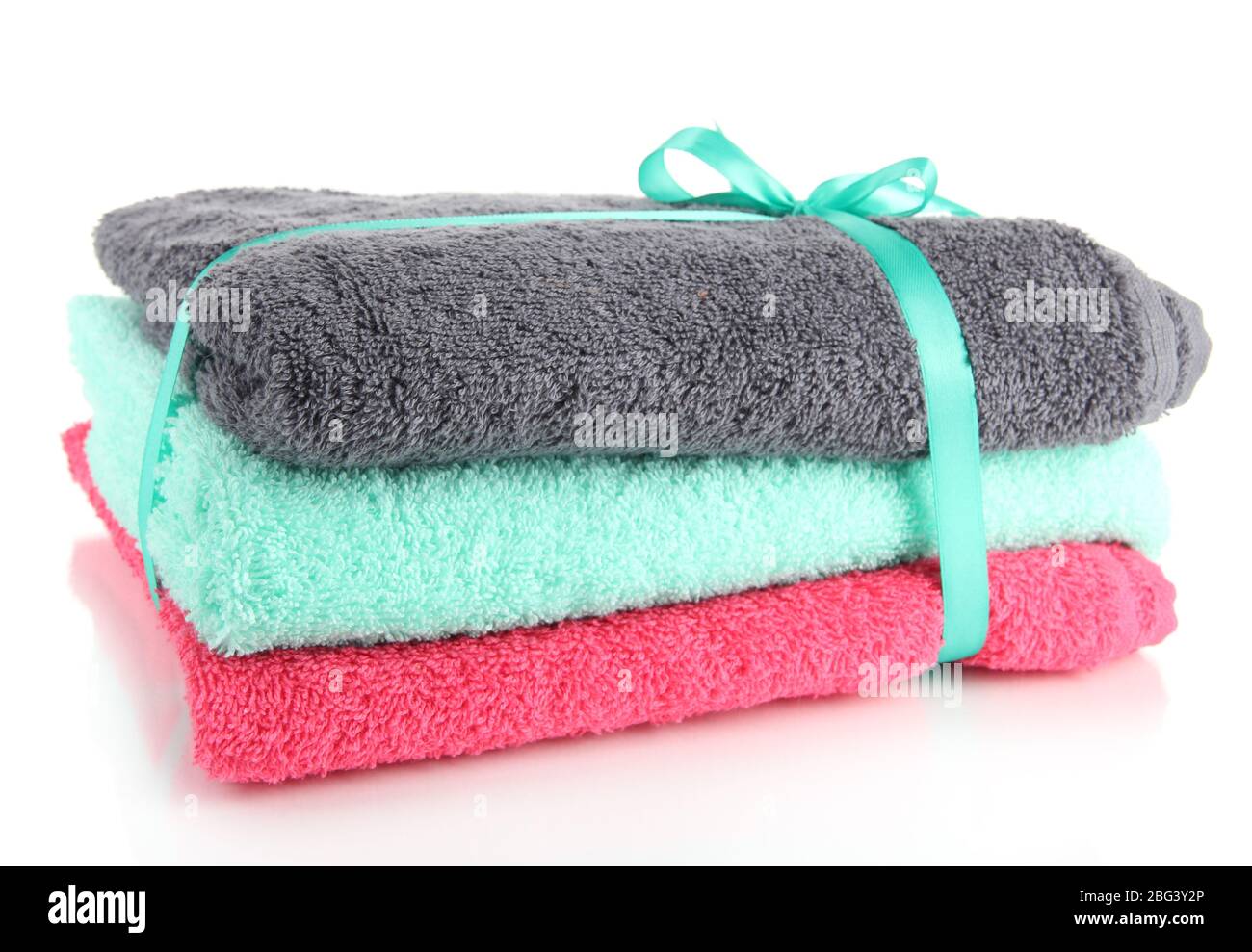 Towels tied with ribbon close-up Stock Photo - Alamy