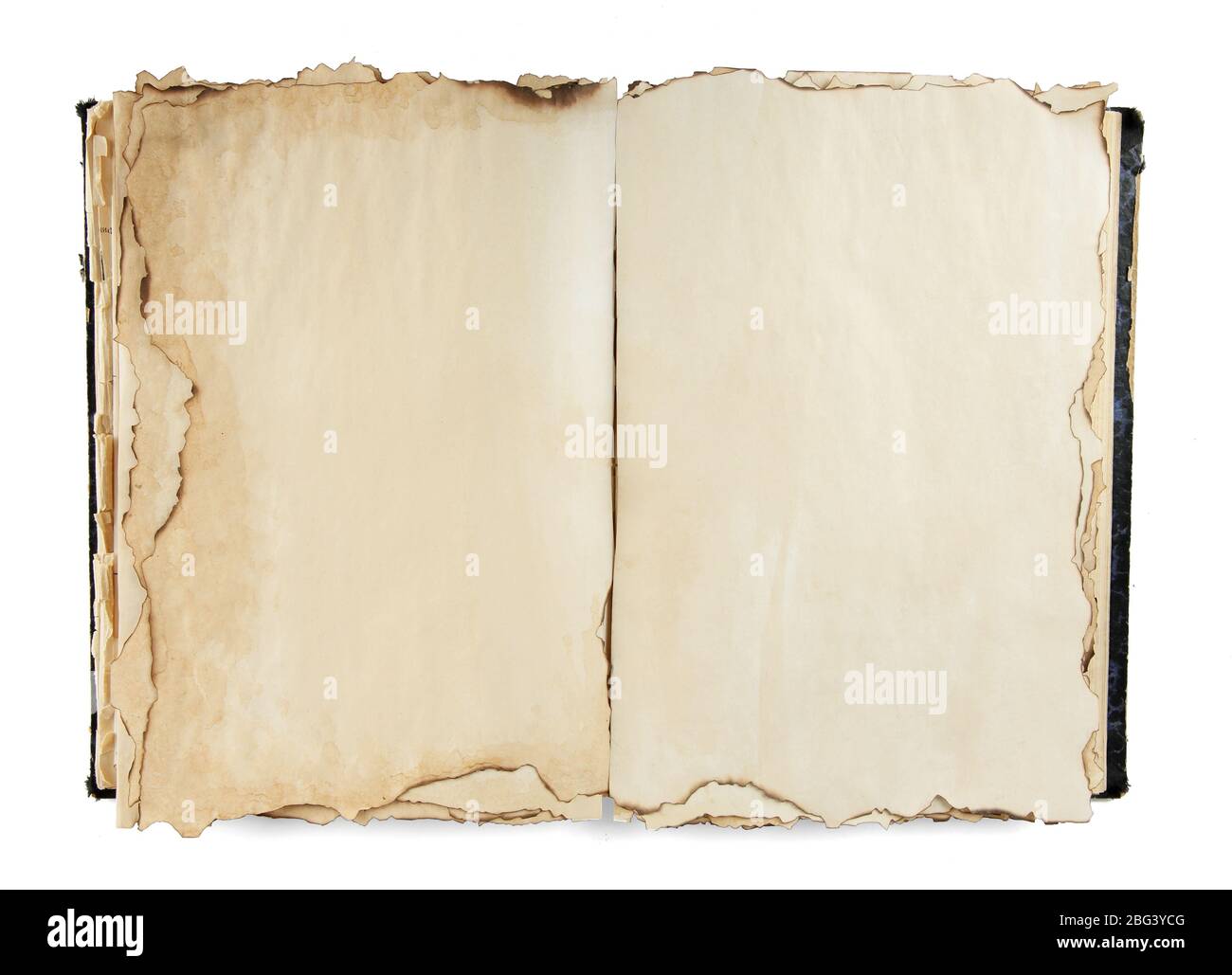 Open old book isolated on white Stock Photo - Alamy