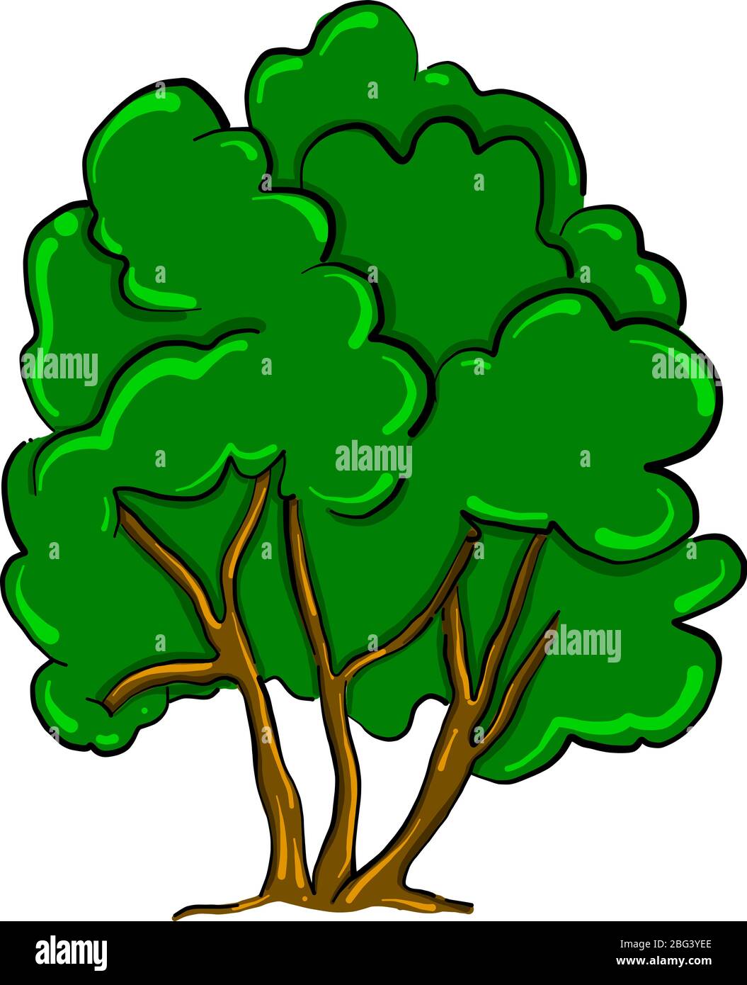 Green big tree, illustration, vector on white background Stock Vector ...