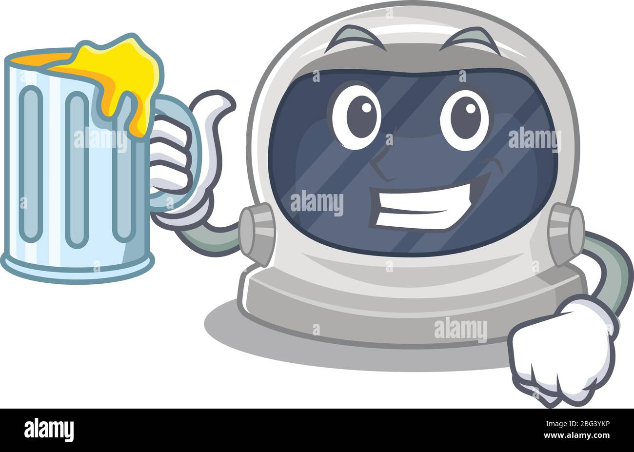 A cartoon concept of astronaut helmet rise up a glass of beer Stock ...