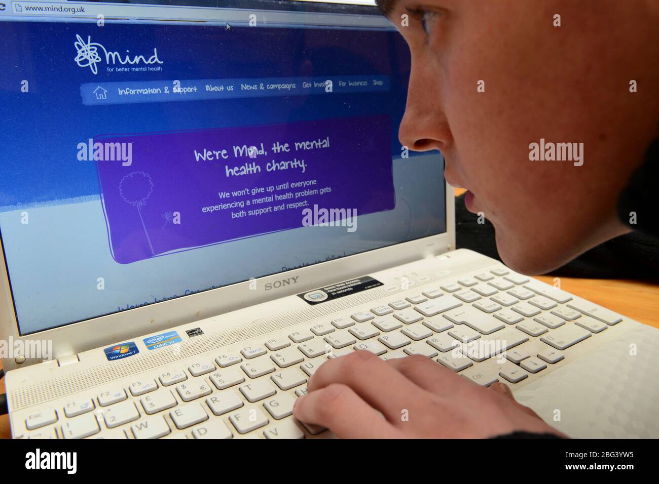 A young man searches the mind.org.uk website to find information on ...