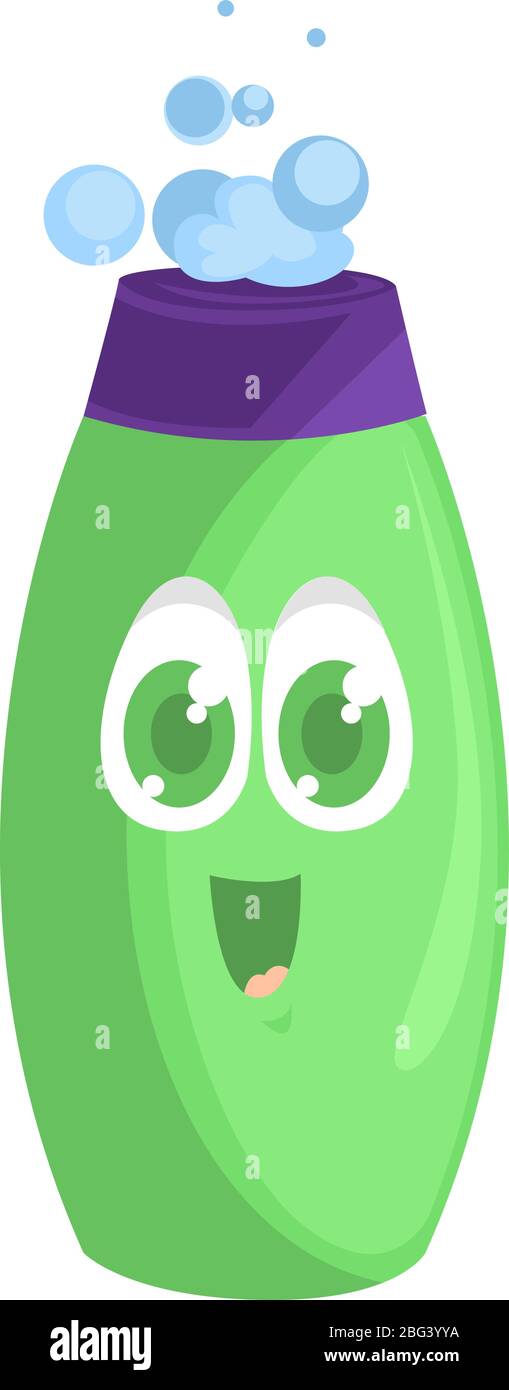 Green shampoo, illustration, vector on white background Stock Vector ...