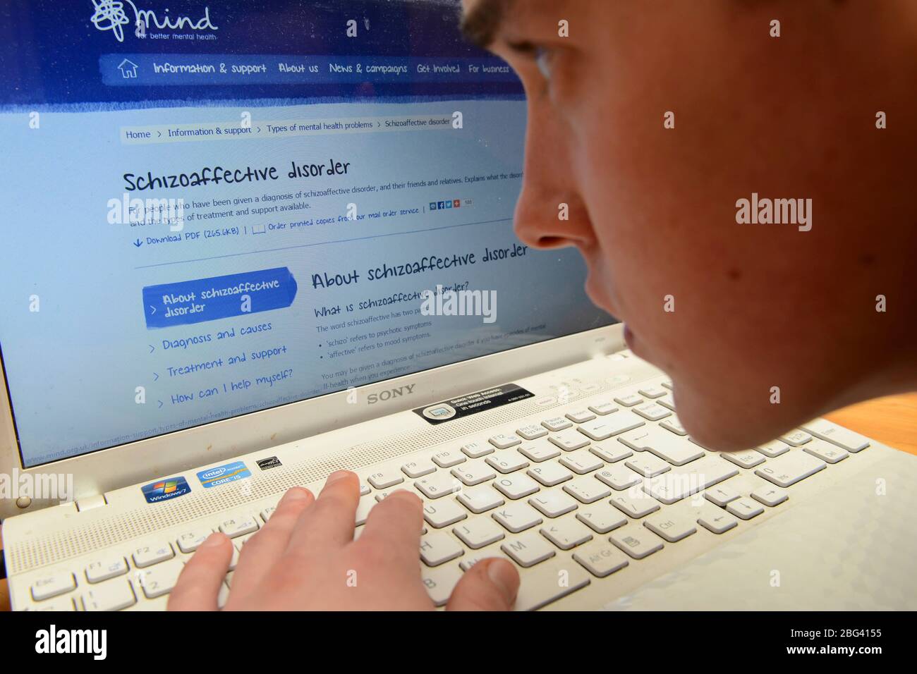 A young man searches the mind.org.uk website to find information on ...