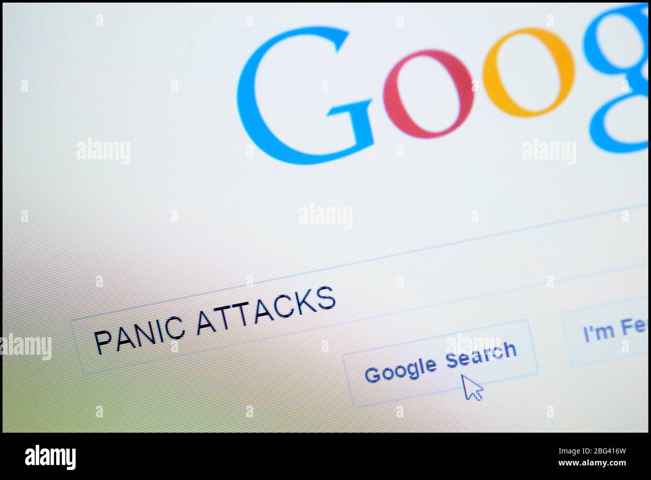 Panic Attacks Typed into search bar on Google homepage Stock Photo - Alamy