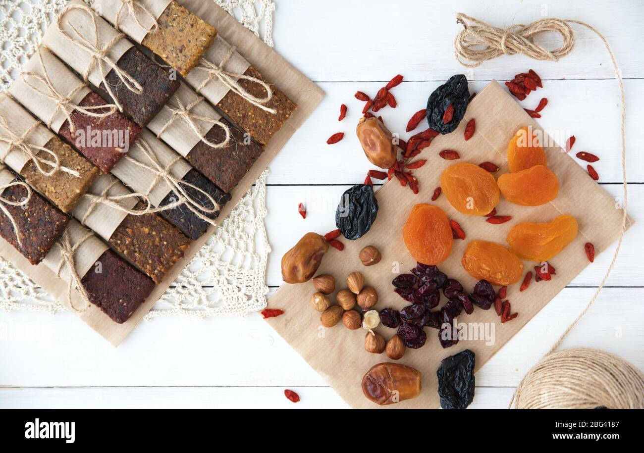 Home made healthy protein bars on a table Stock Photo - Alamy