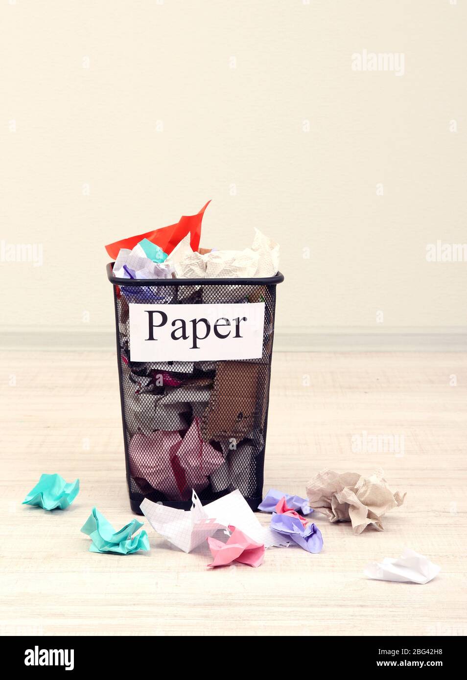 Bucket for waste sorting on room background Stock Photo - Alamy