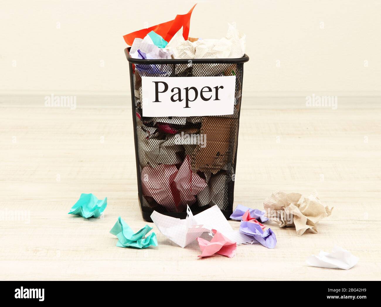 Bucket for waste sorting on room background Stock Photo - Alamy