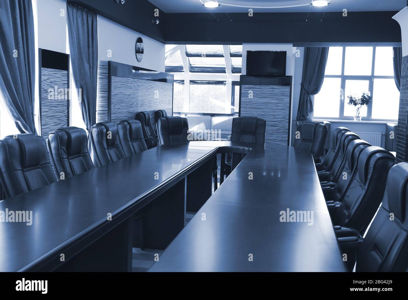 Interior of empty conference room in shades of grey Stock Photo - Alamy