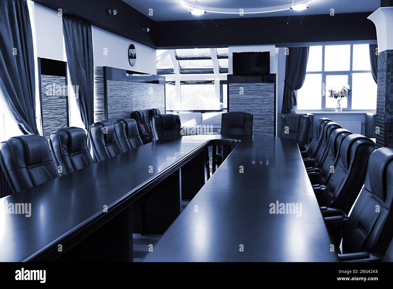 Interior of empty conference room in shades of grey Stock Photo - Alamy