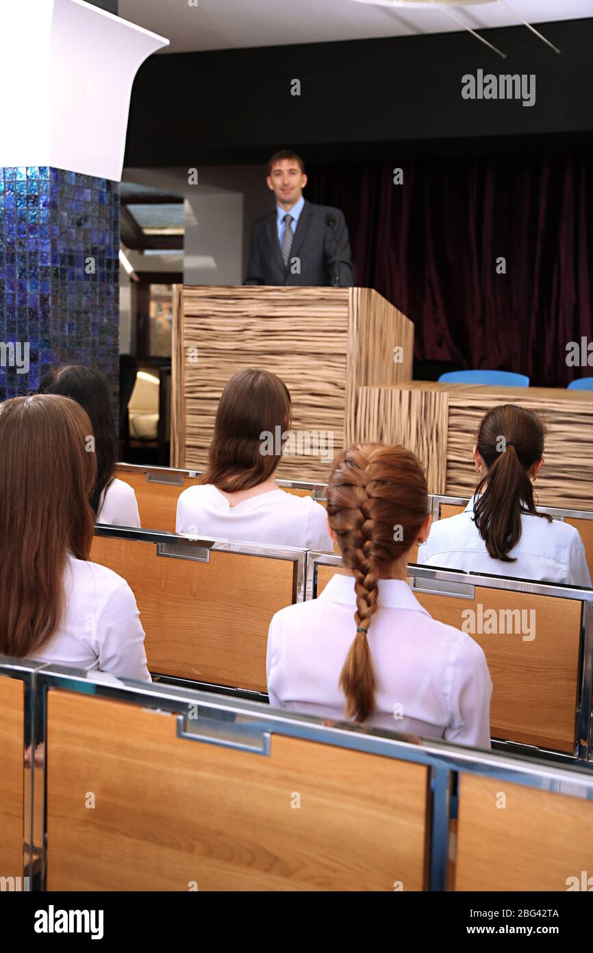 Business man is making a speech at conference room Stock Photo - Alamy