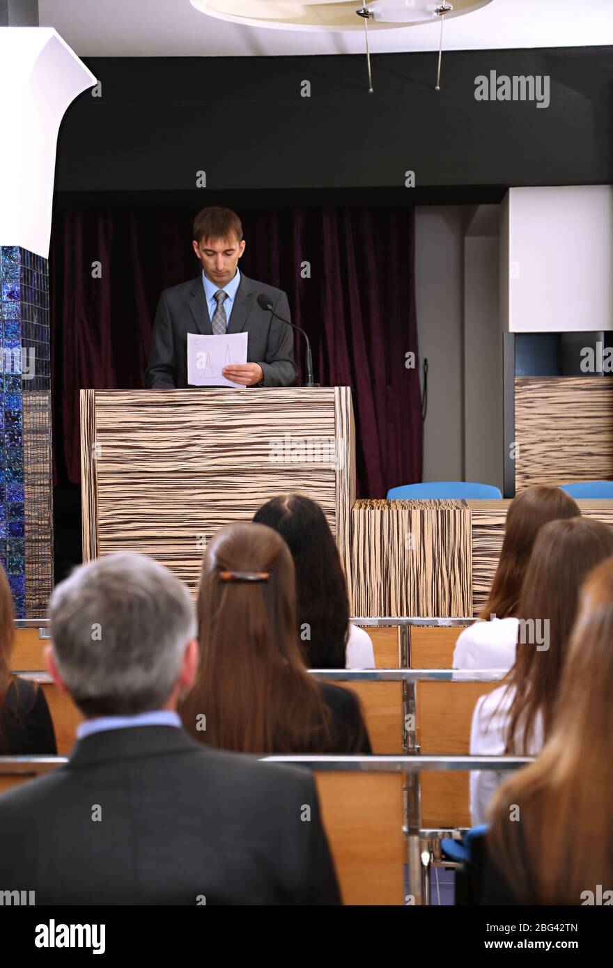 Business man is making a speech at conference room Stock Photo - Alamy