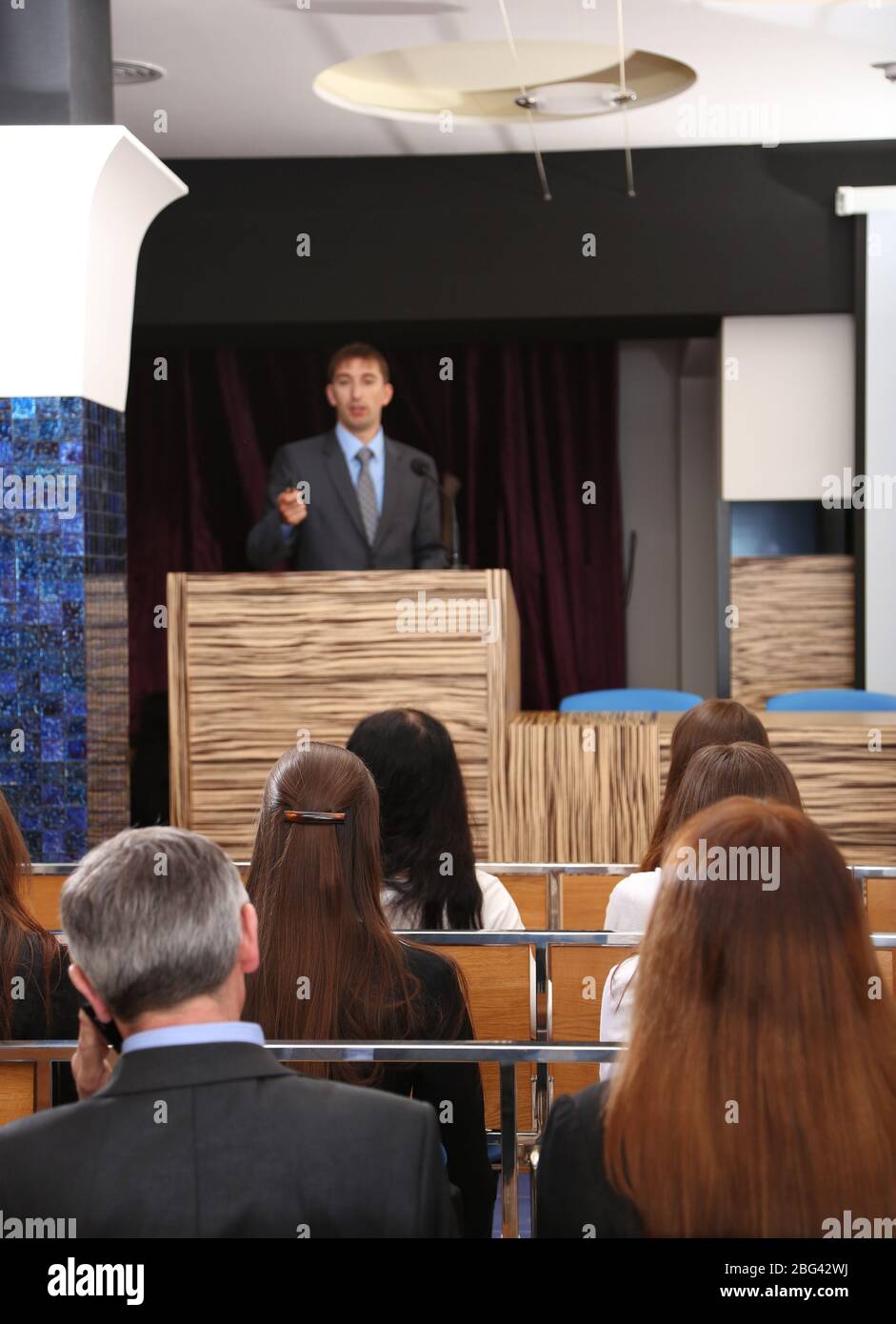 Business man is making a speech at conference room Stock Photo - Alamy