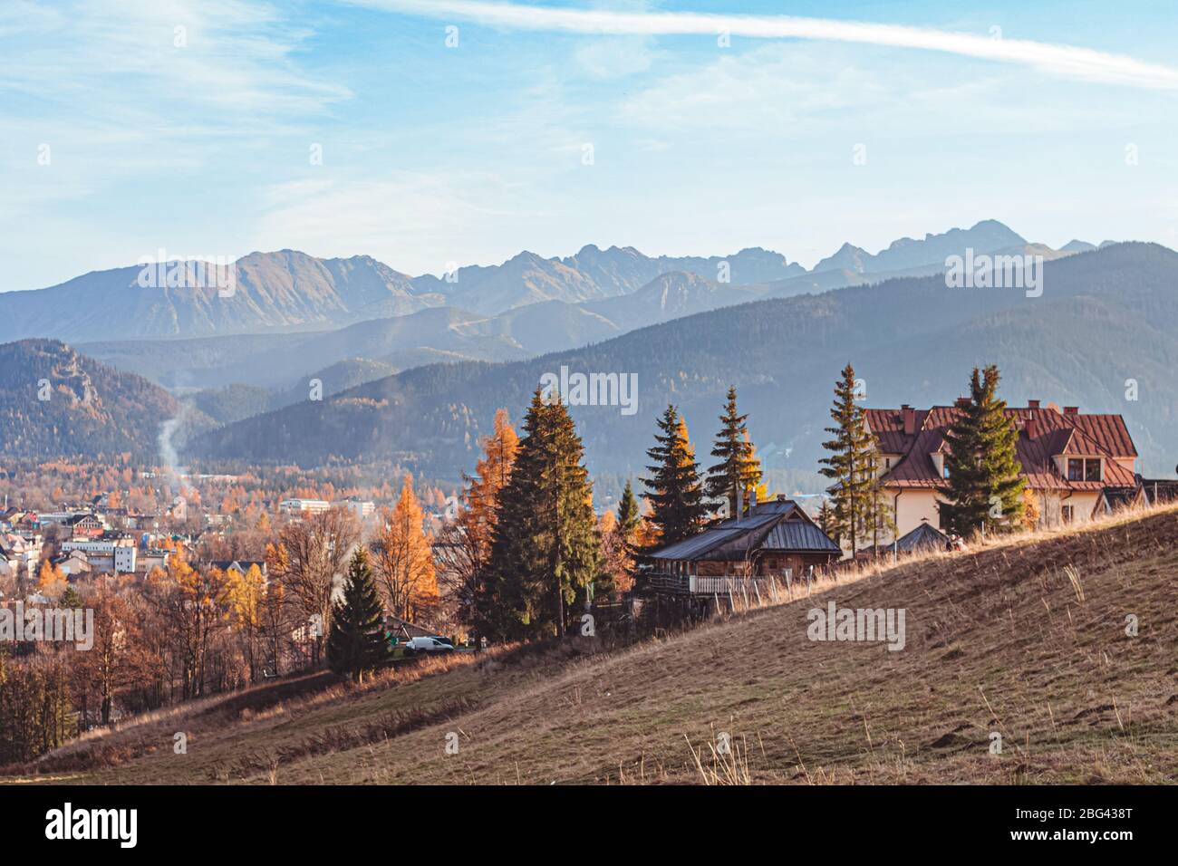 Breathtaking mountain landscape with copy space. Zakopane, Poland, view ...