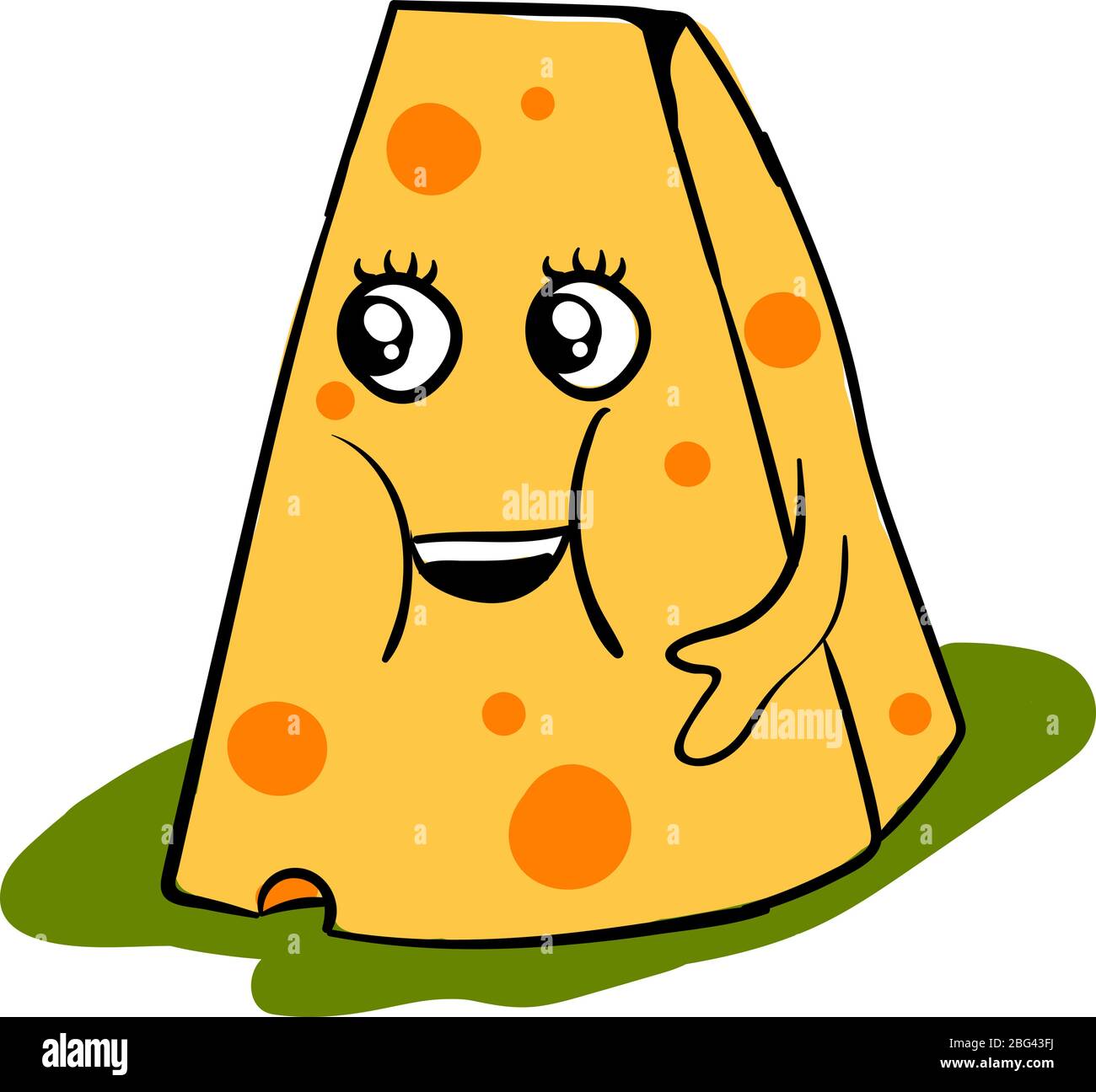 Happy fat cheese, illustration, vector on white background Stock Vector ...