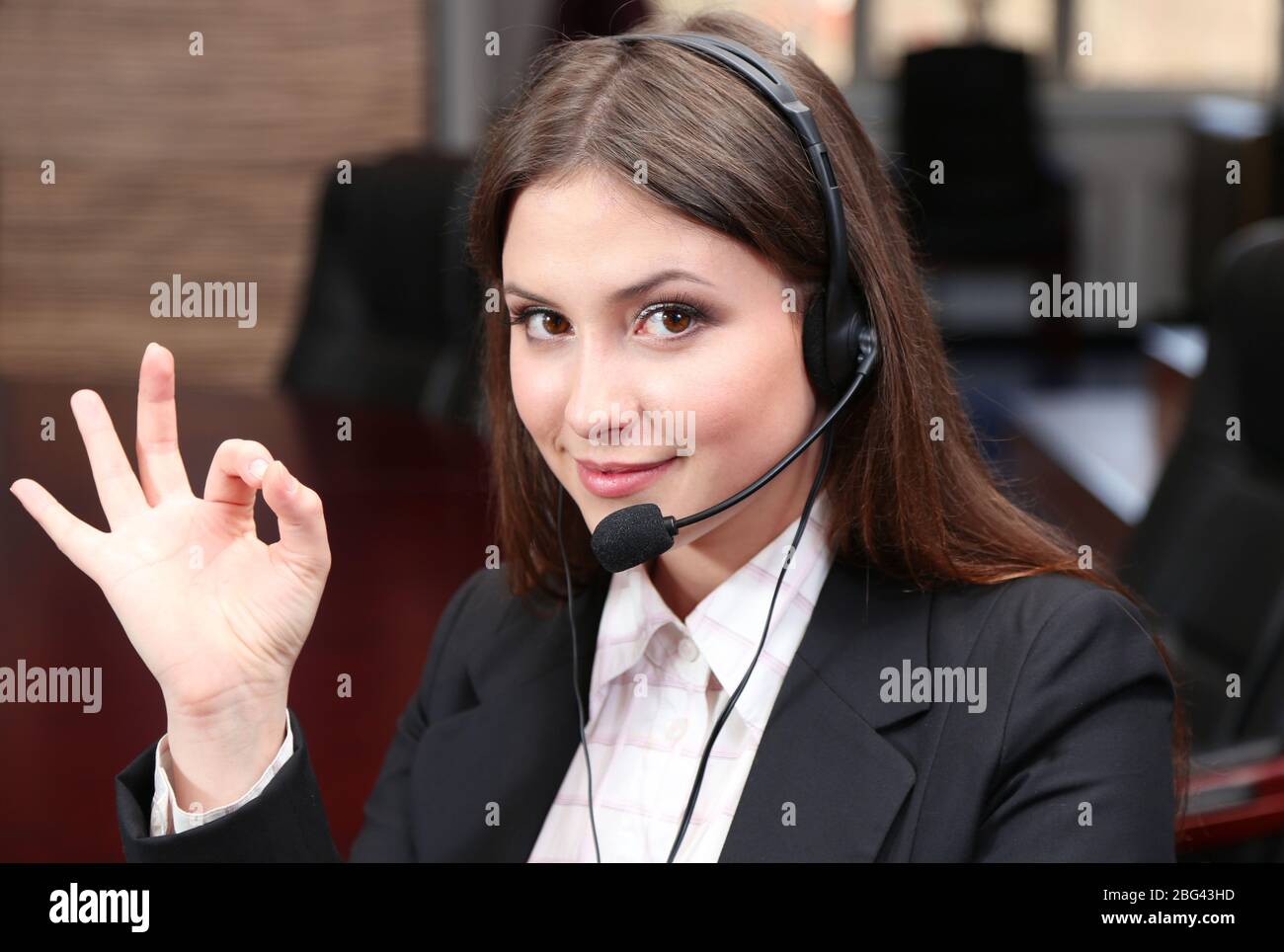 Call center operator at work Stock Photo - Alamy