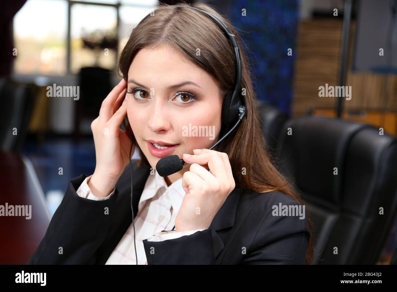 Call center operator at work Stock Photo - Alamy