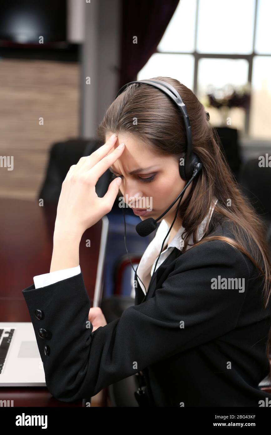 Call center operator at work Stock Photo - Alamy