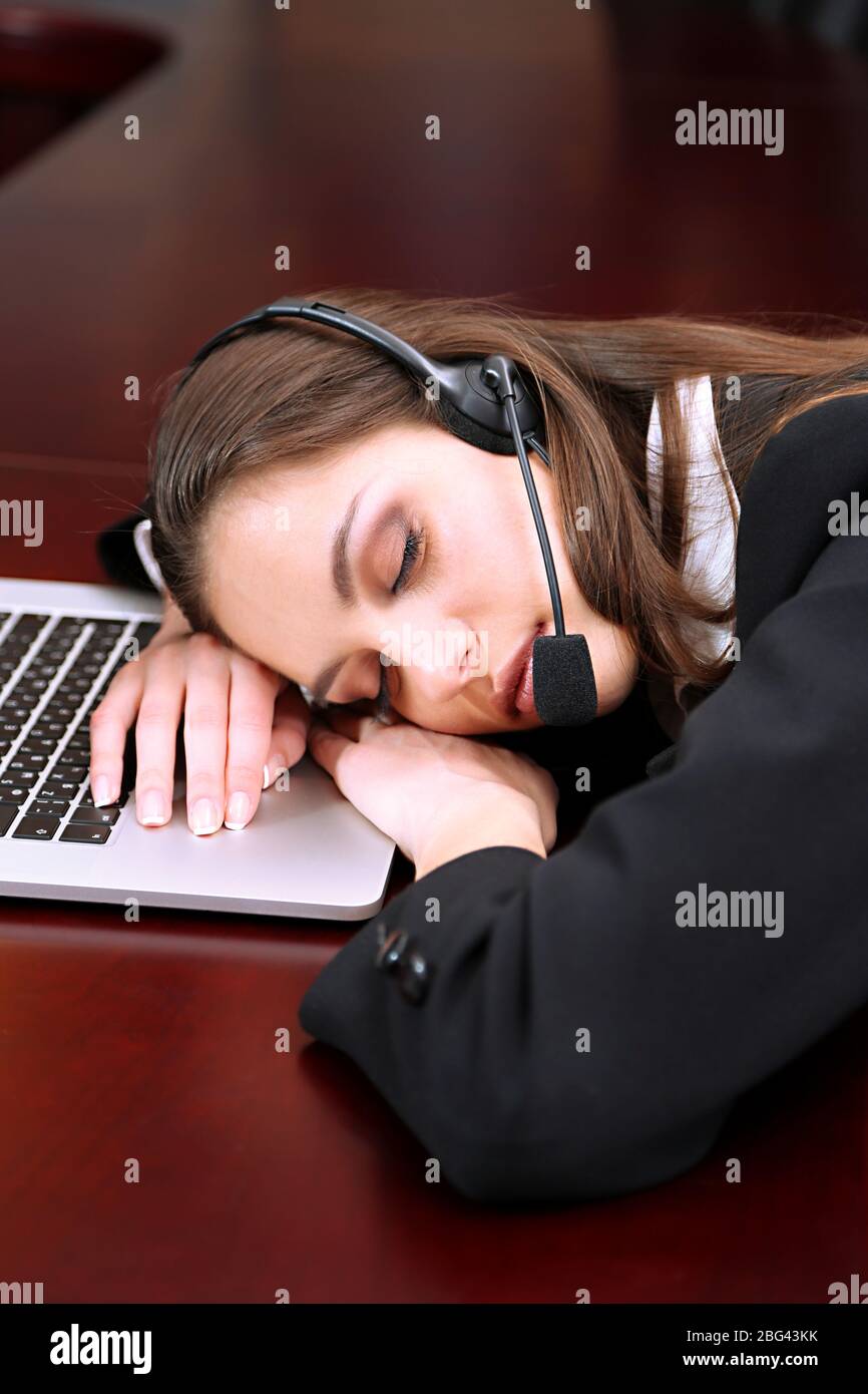 Tired phone operator hi-res stock photography and images - Alamy