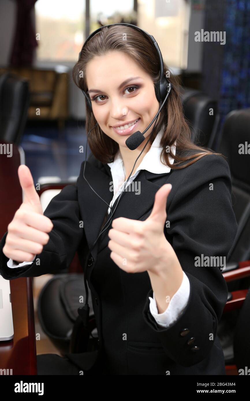 Call center operator at work Stock Photo - Alamy