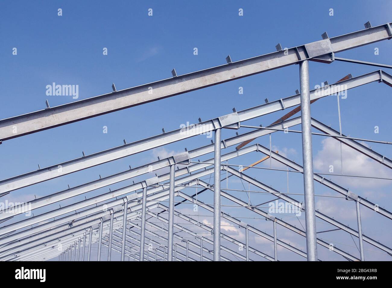 Steel beam structure on new building. Fast building construction Stock ...