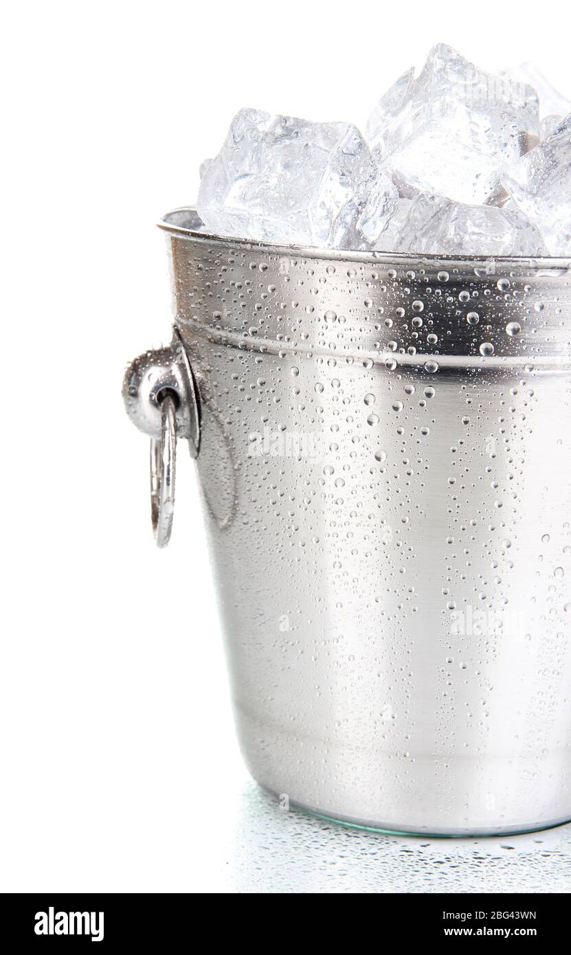 Metal ice bucket isolated on white Stock Photo - Alamy