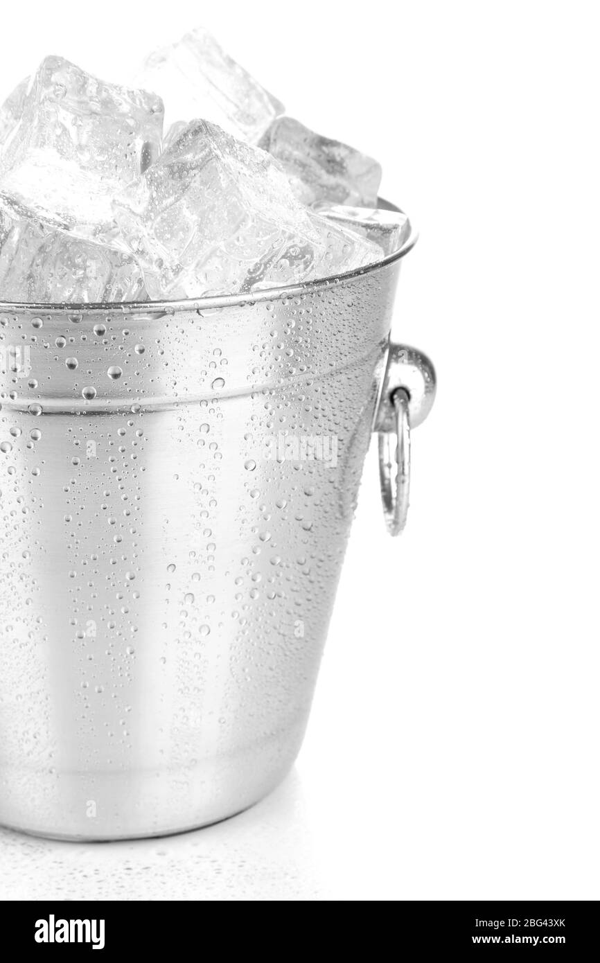 Metal ice bucket isolated on white Stock Photo - Alamy