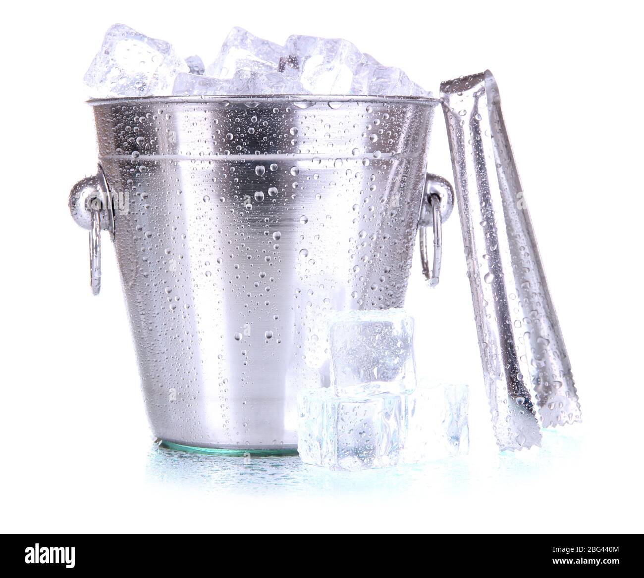Metal ice bucket isolated on white Stock Photo - Alamy