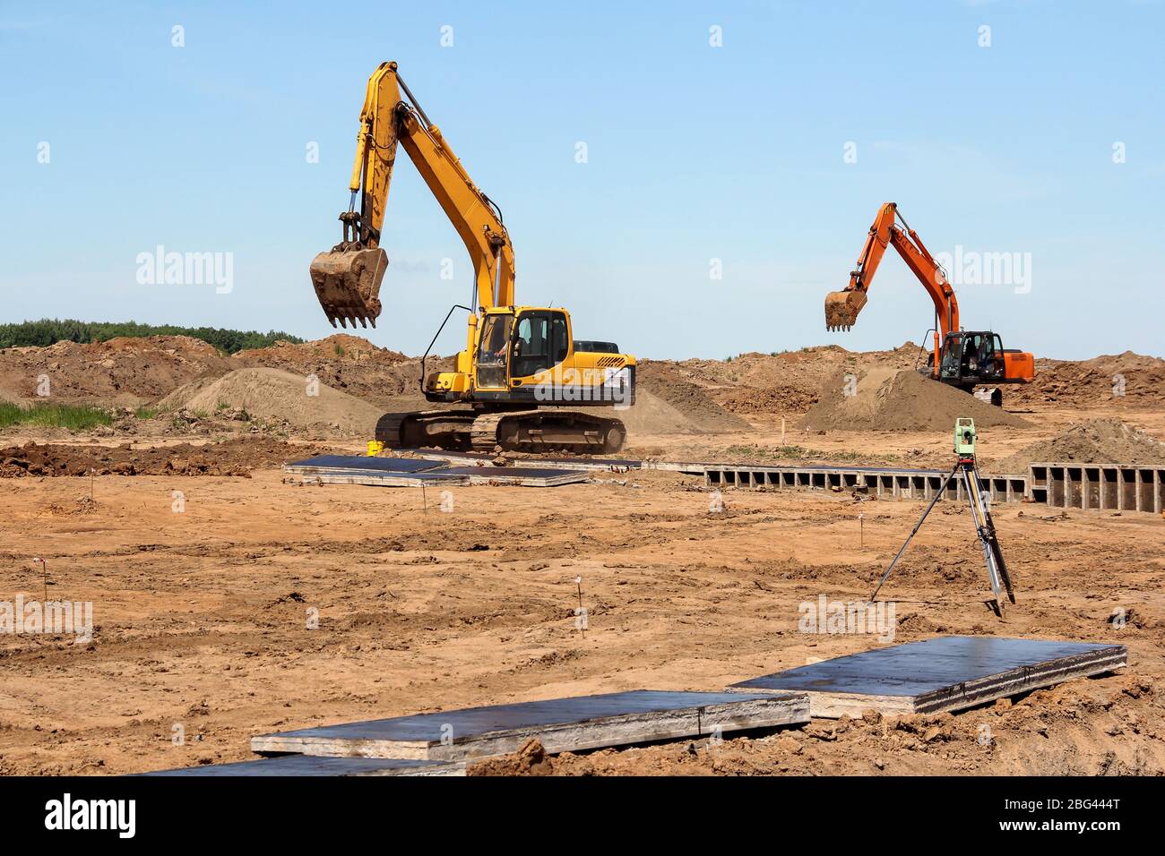 Crawler excavator at a construction site. Special machinery for ...