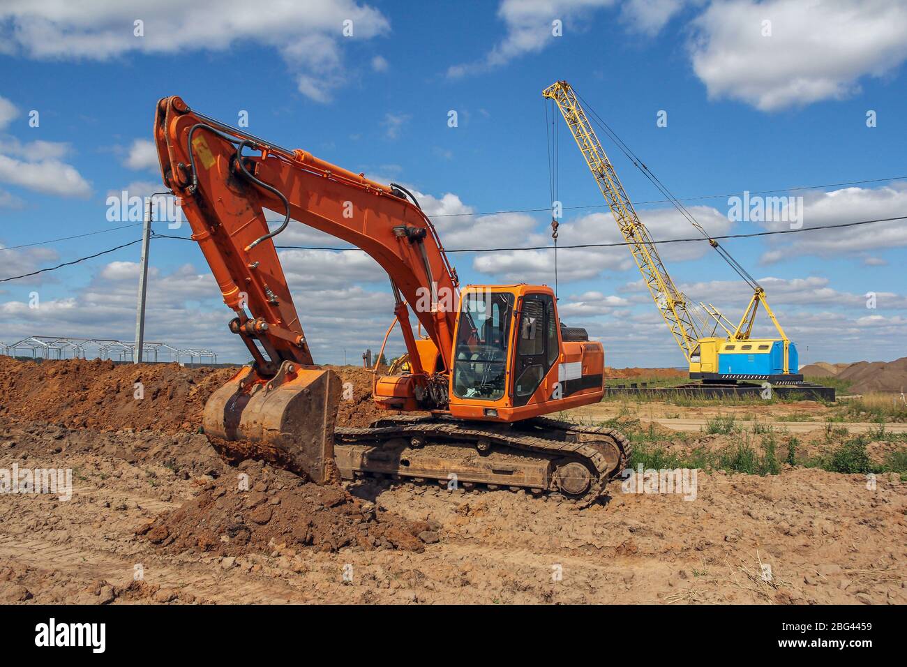 Crawler excavator at a construction site. Special machinery for ...
