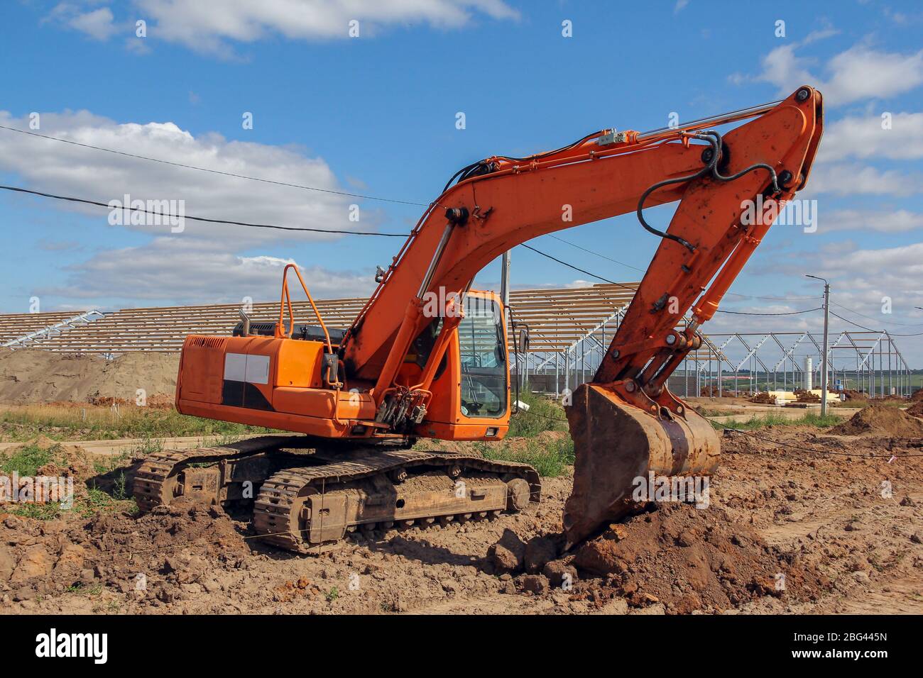 Crawler excavator front view. Special equipment for construction ...